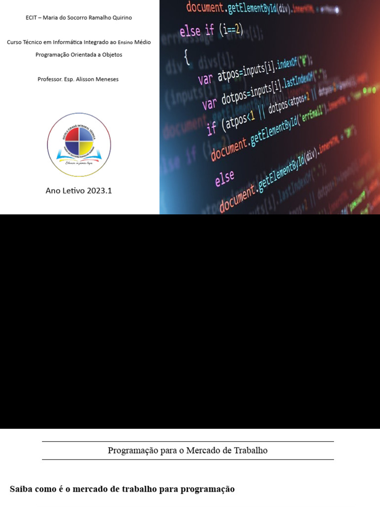 Aula 01 Programação Orientada A Objetos 3°série Pdf Programação Orientada A Objetos C
