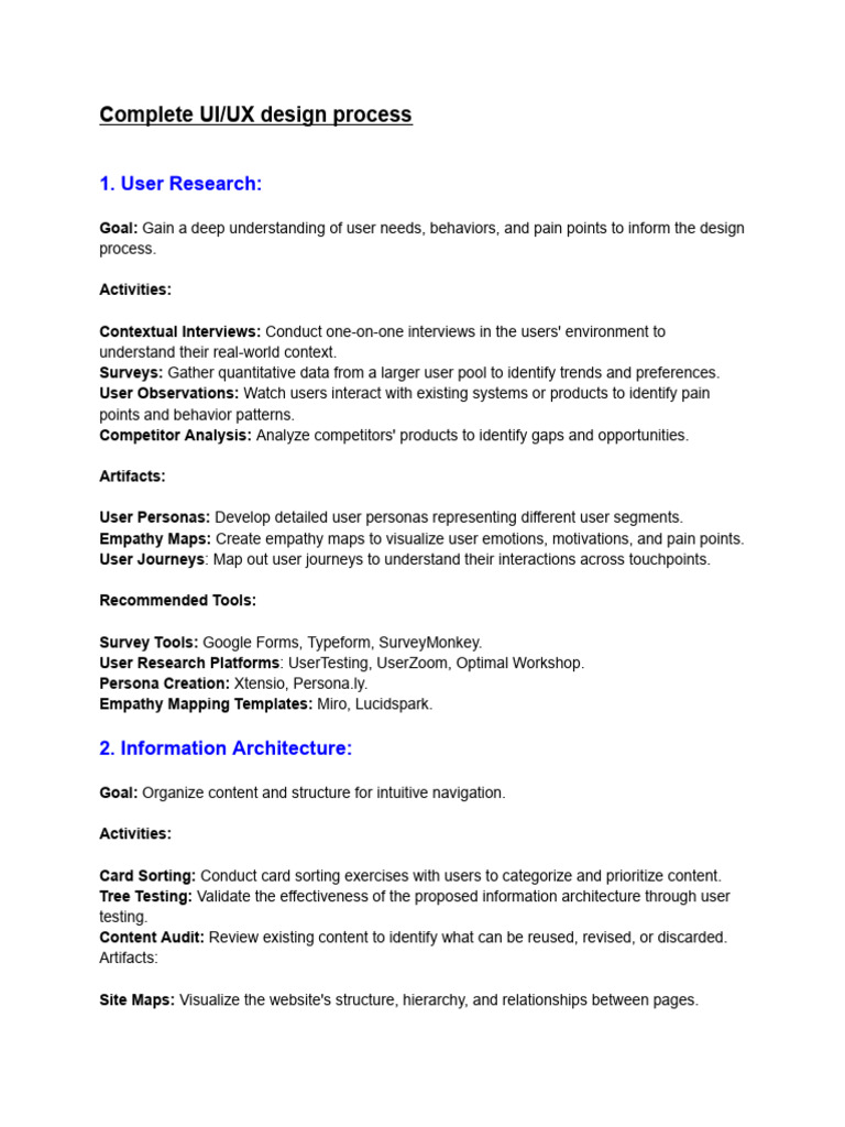 Complete UX Design Process | PDF | Usability | Design
