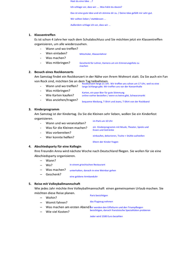 Goethe B1 Prüfungsthemen | PDF