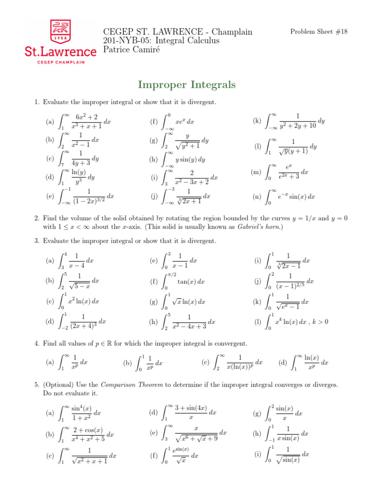 18 Improper Integrals | PDF | Integral | Mathematical Analysis