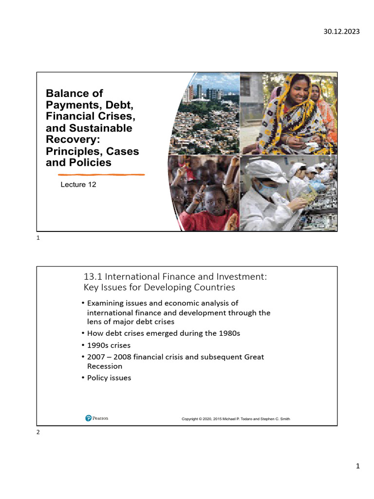 Lecture 12. Balance of Payments, Debt, Financial Crises, and Sustainable Recovery - Principles ...