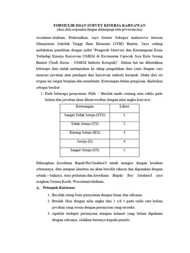 Indikator Survey | PDF | Karier & Perkembangan