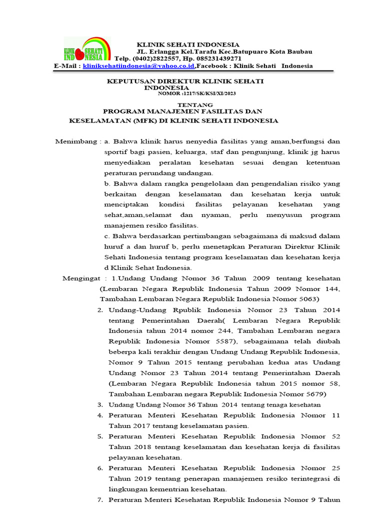 Program MFK Klinik Sehati Indonesia | PDF | Sains & Matematika