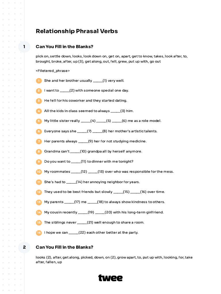 Relationship Phrasal Verbs | PDF