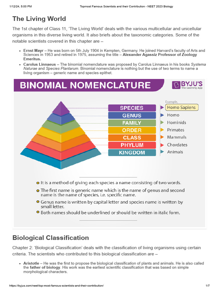 Key Scientists and Their Discoveries in Biology | PDF