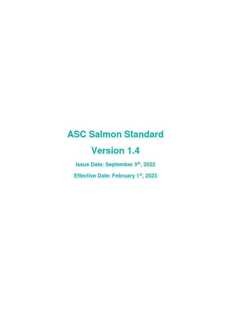 ASC Salmon Standard v1.4 Final | Download Free PDF | Aquaculture | Audit