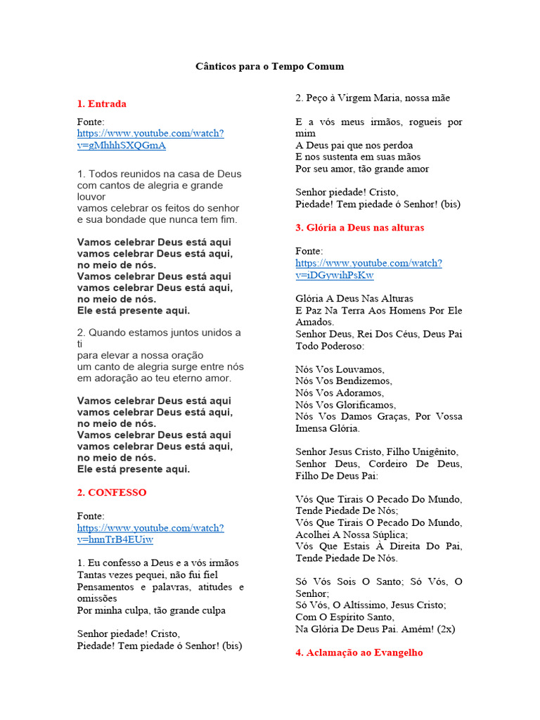 Cânticos para o Tempo Comum | PDF | Deus | Santo