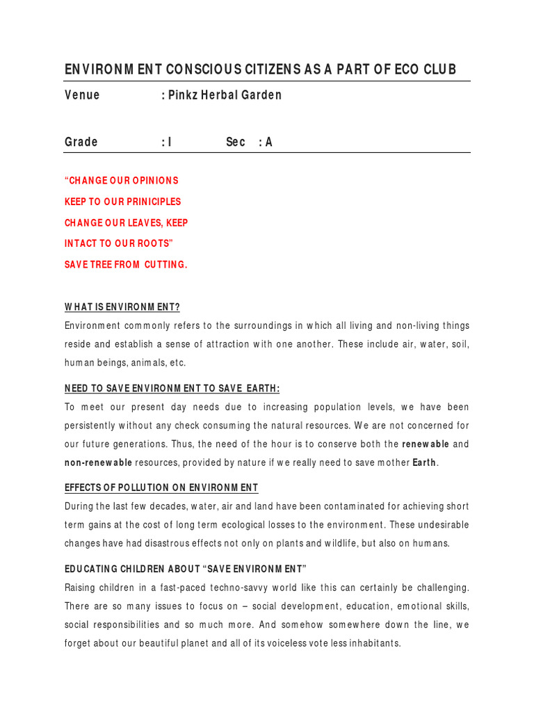 Promoting Eco Clubs in Schools | PDF | Natural Environment | Ecology