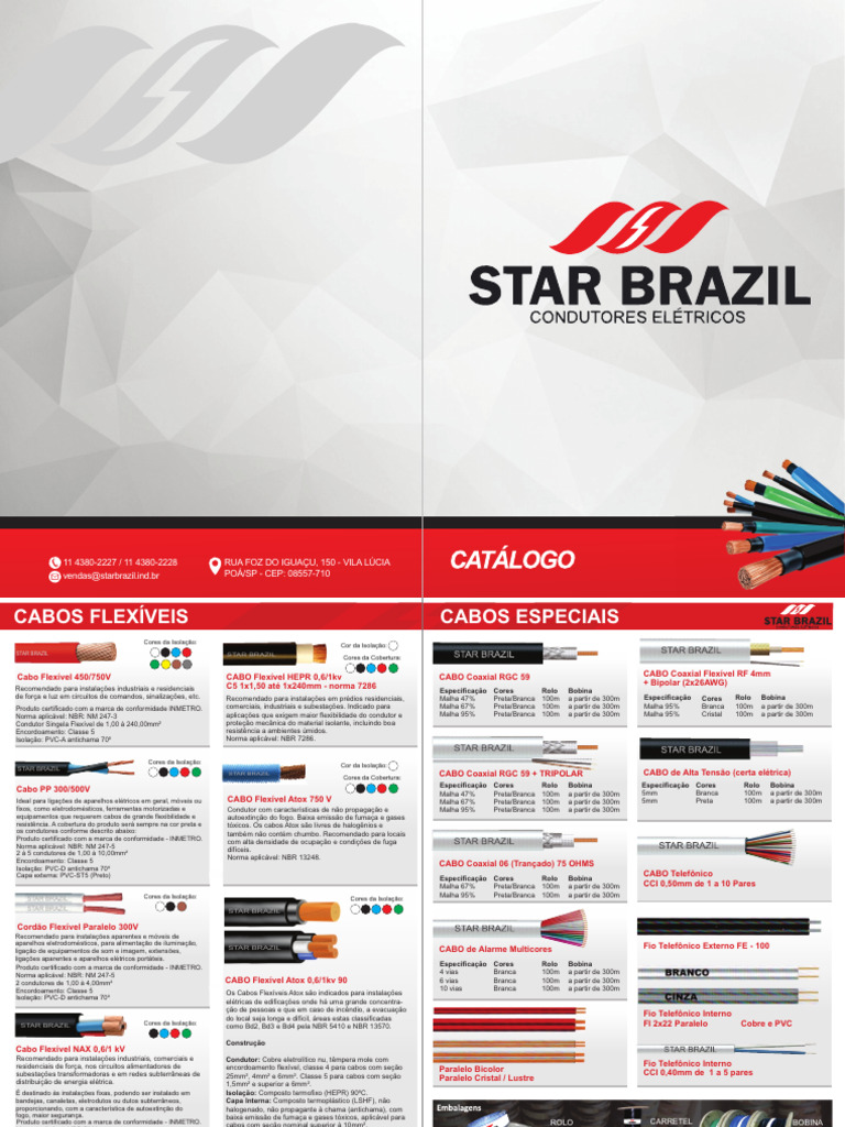 Catalogo Star Brazil | PDF | Condutor elétrico | Engenharia Elétrica