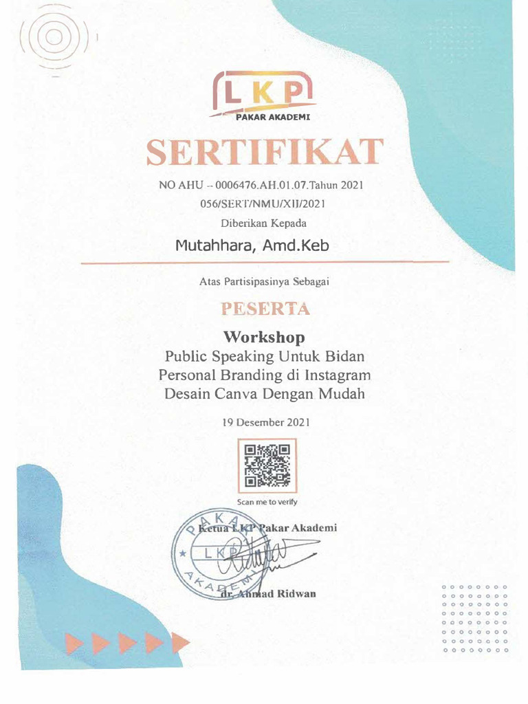 Sertifikat 2021 Non SKP IBI-1 Taraa | PDF