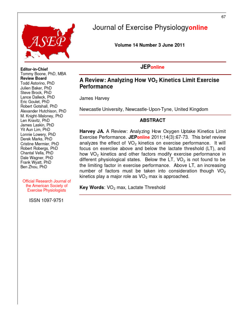 A Review Analyzing How VO2 Kinetics Limit Exercise Performance | PDF ...