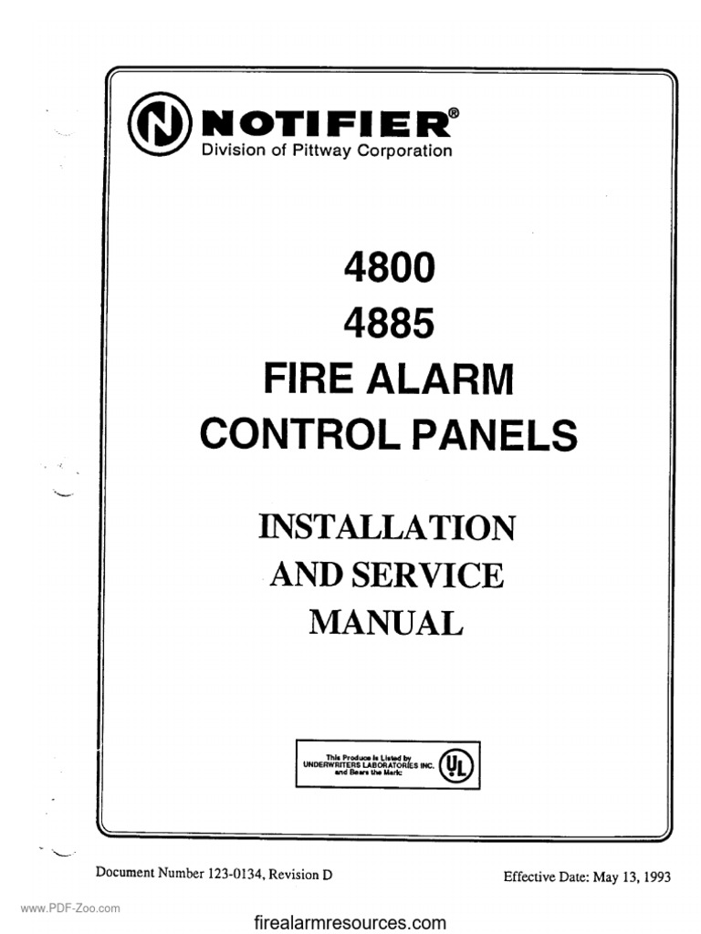 Notifier 4800 4885 Installation and Service Manual 2560179348 | PDF