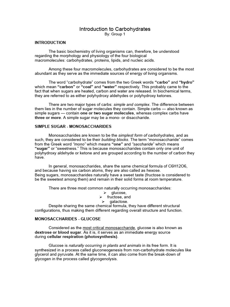 Introduction To Carbohydrates | PDF