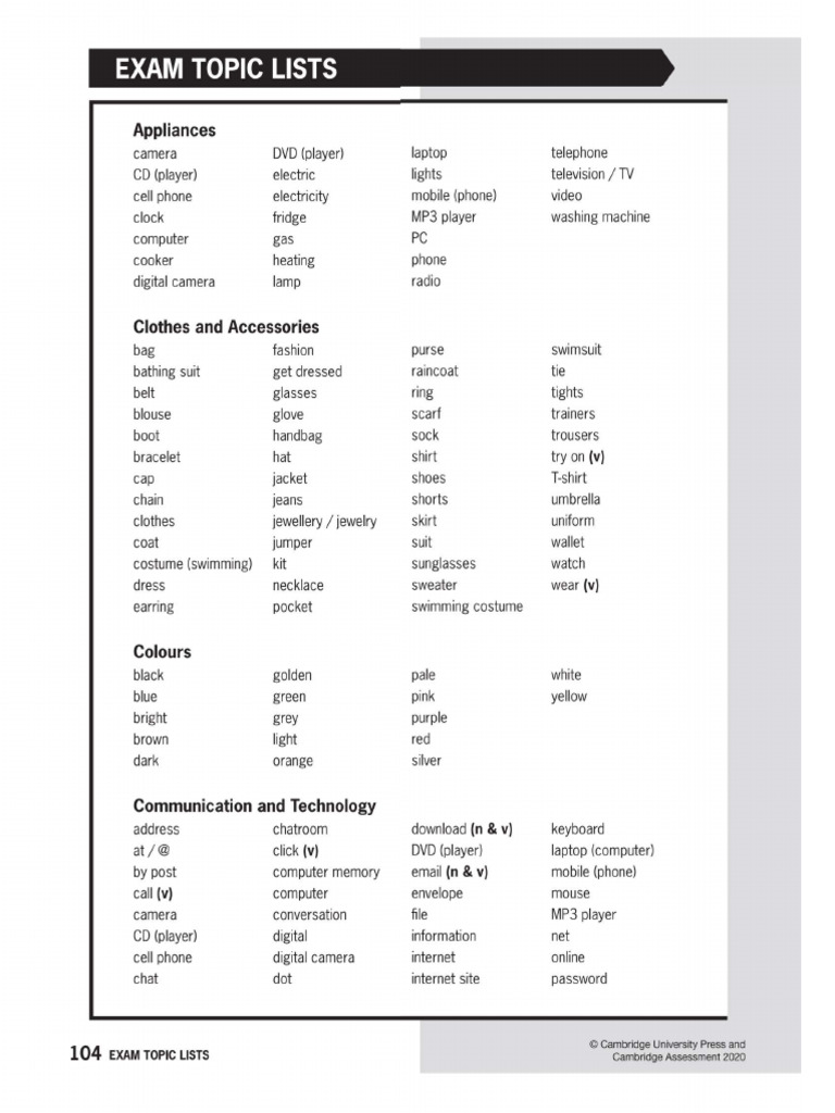 A2 Word List - Exam Booster 2ND | PDF