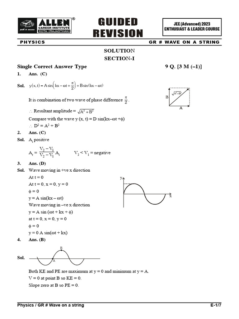 24 - Wave On A String - Solution | PDF | Waves | Oscillation