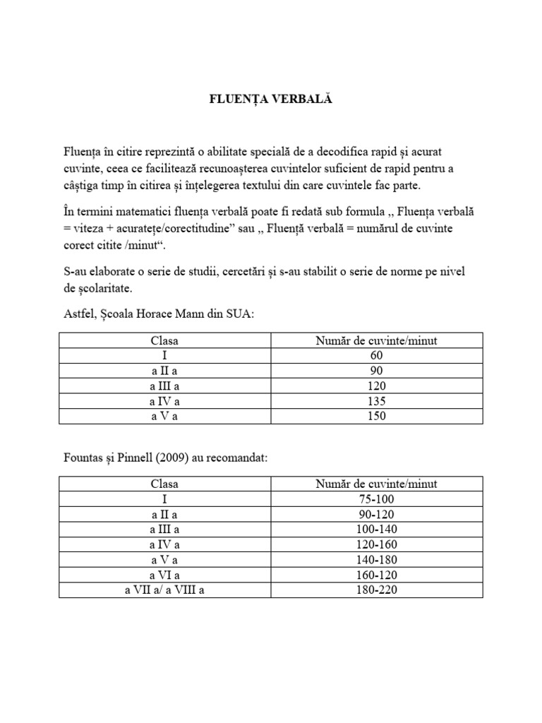 Tabel Fluenta Verbala | PDF