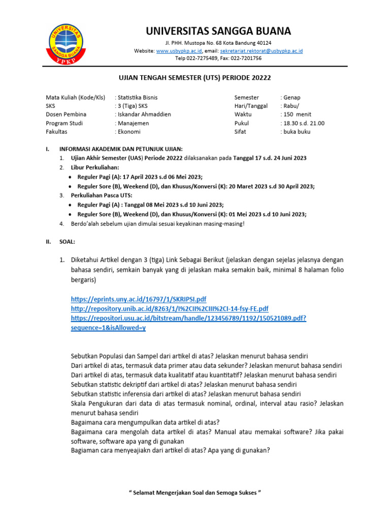 Format Uts Genap 2223 | PDF