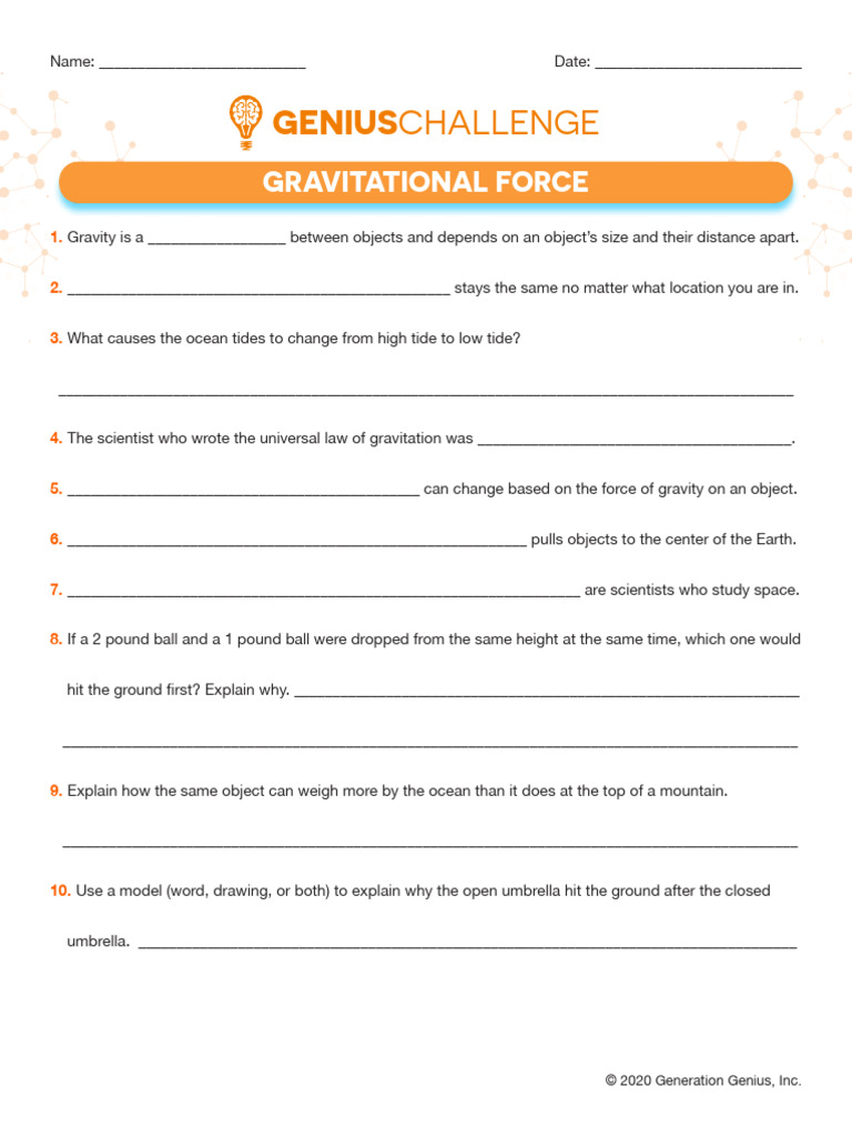GG Gravitational Forces Quiz - Rev2 1 | PDF