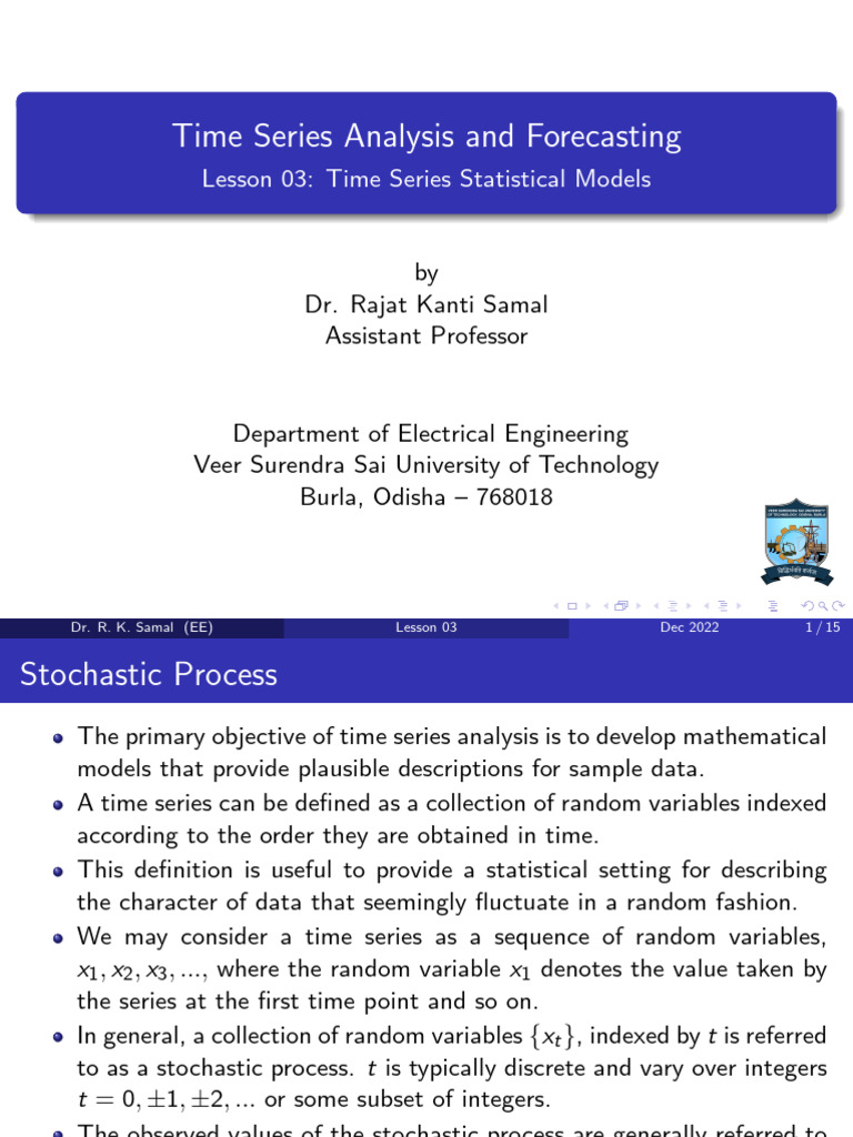 TSA PPT Lesson 03 | PDF | Time Series | Stochastic Process