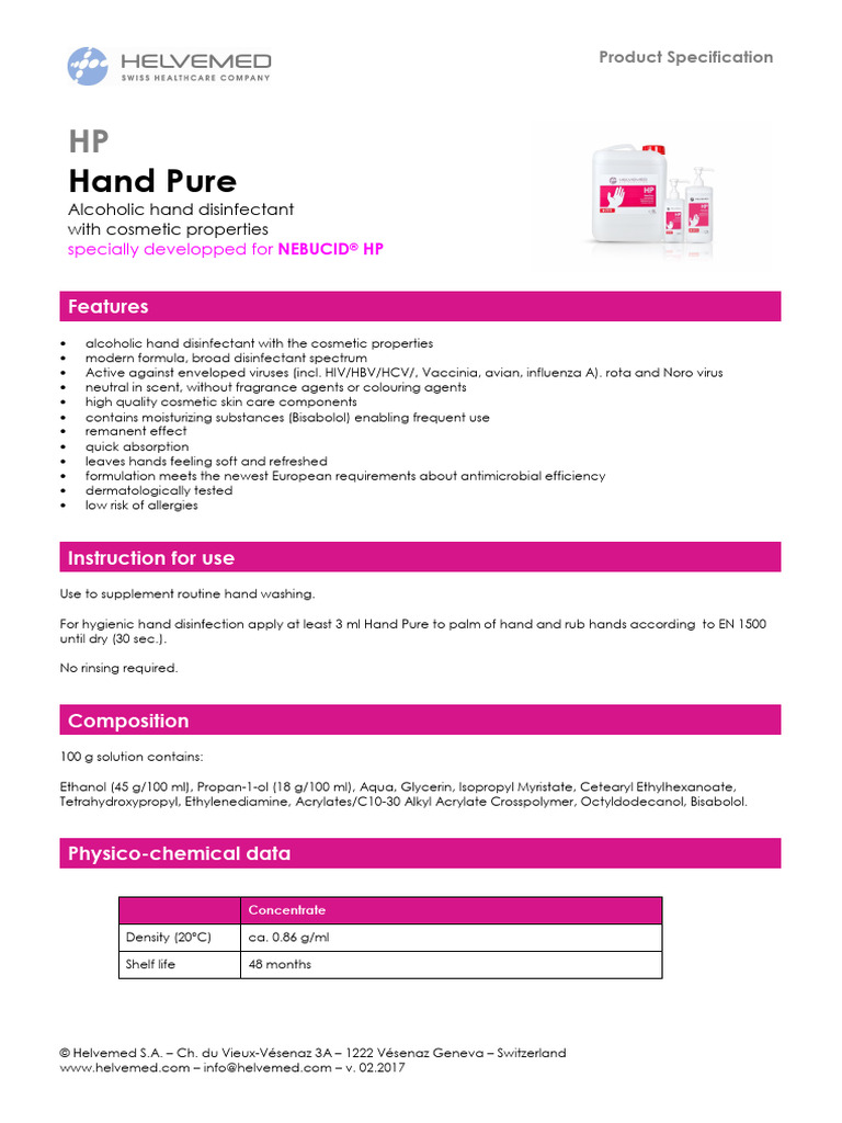 PS2017 HP Hand Pure | PDF | Disinfectant | Microbiology