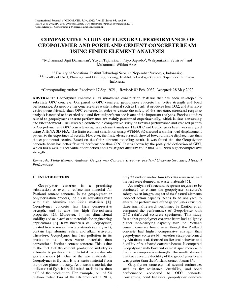 Geopolymer vs. OPC Concrete Flexural Study | PDF | Concrete | Strength Of Materials