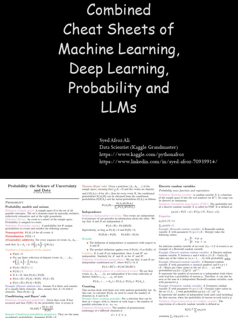 ML Cheat Sheet | PDF | Variance | Probability Density Function