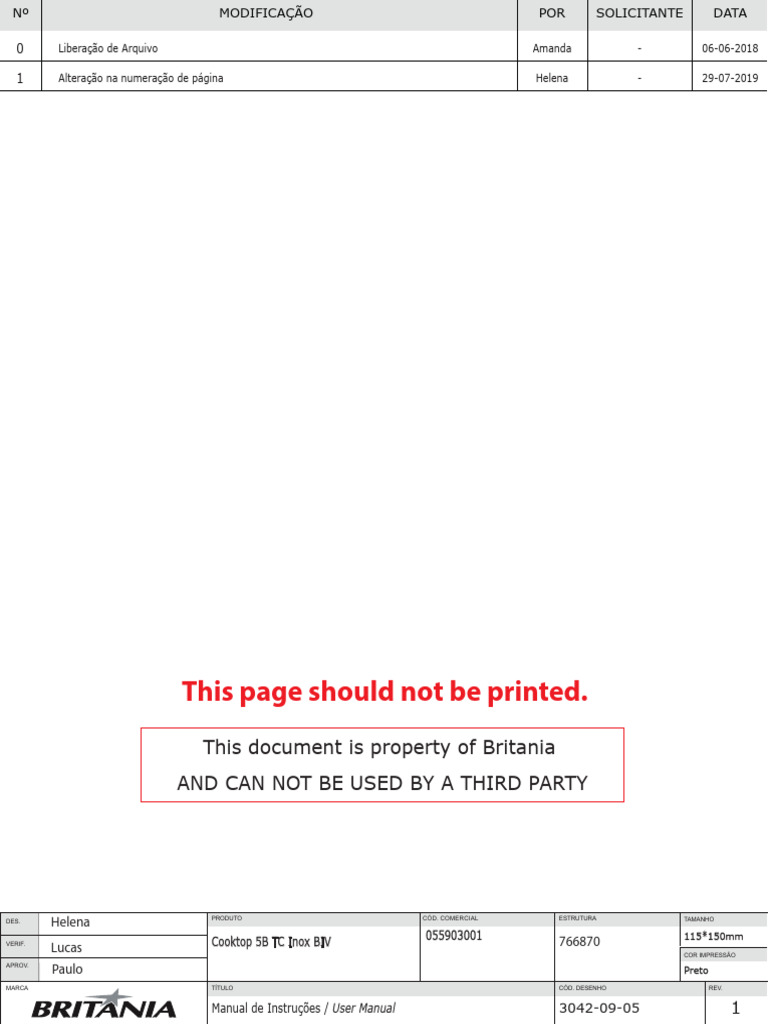 Cooktop 5b TC Inox Biv 055903001 | PDF | Fogão de cozinha | Tomadas elétricas