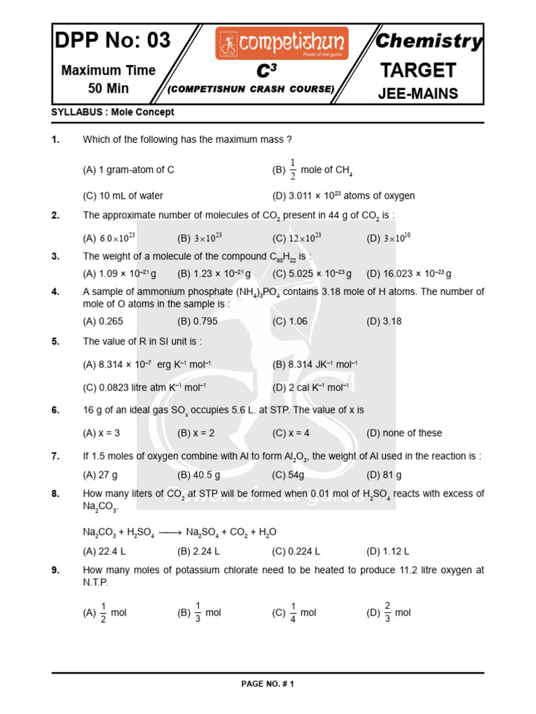 PC - Copy - DPP-3 (Mole Concept) | PDF