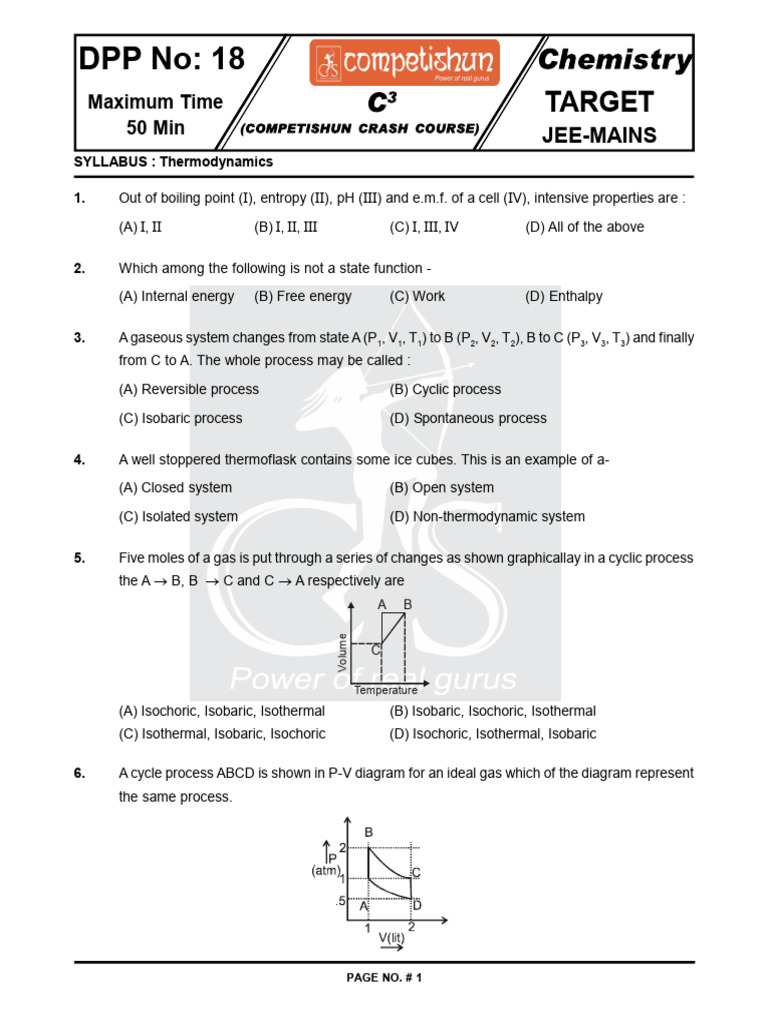 DPP-18 (Thermodynamics) | PDF | Heat | Gases