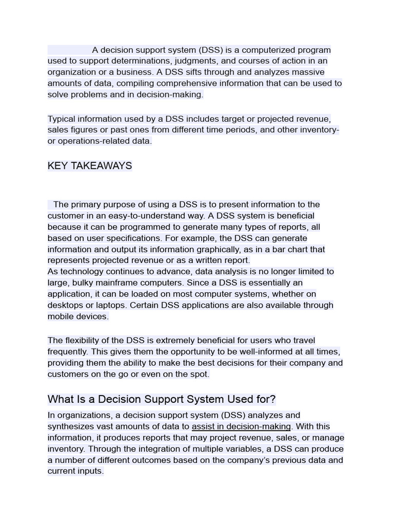 Decision Support System | PDF