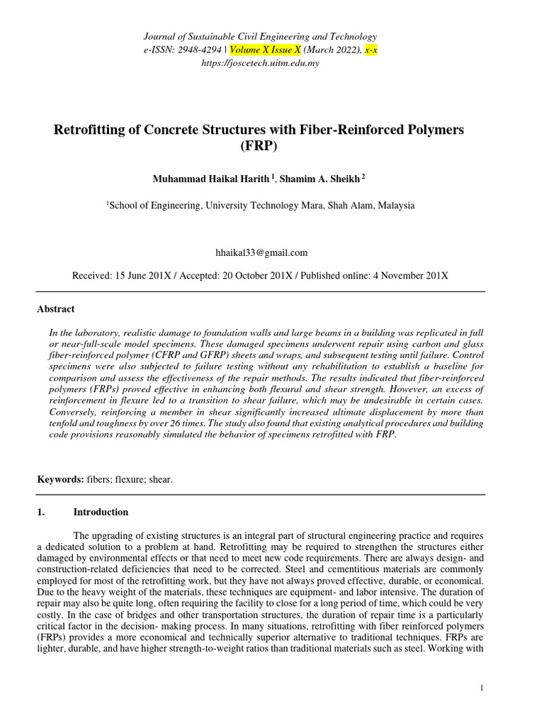 ASSIGNMENT - Retrofitting of Concrete Structures With Fiber-Reinforced Polymers (FRP) - Haikal ...