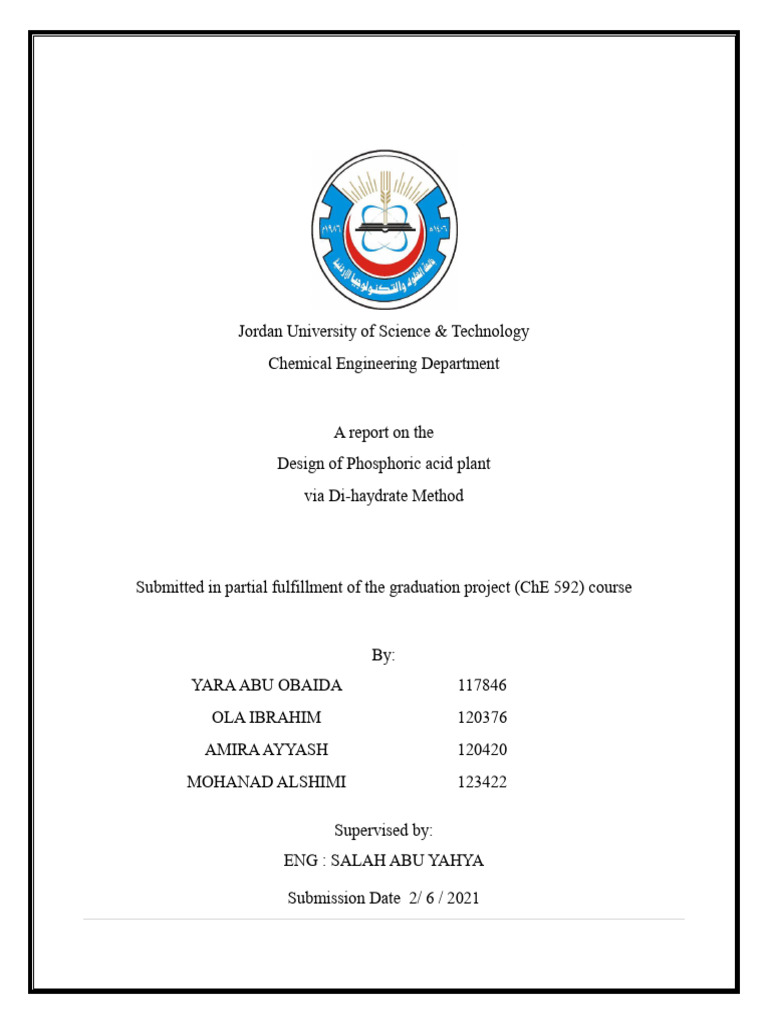 Grauation Project 2 Group 2 Phosphoric Acid | PDF | Phosphoric Acid | Acid