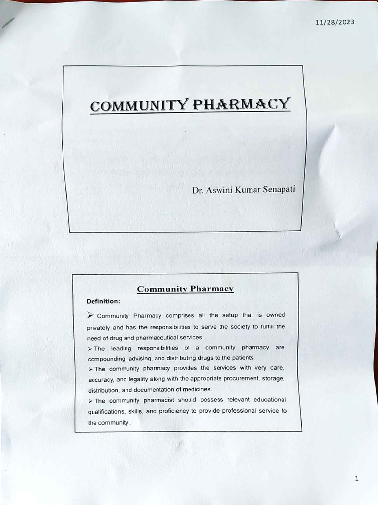 Community Pharmacy PP Note | PDF