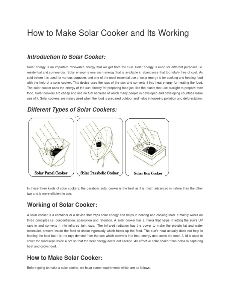 How To Make Solar Cooker and Its Working | PDF | Solar Energy | Sun