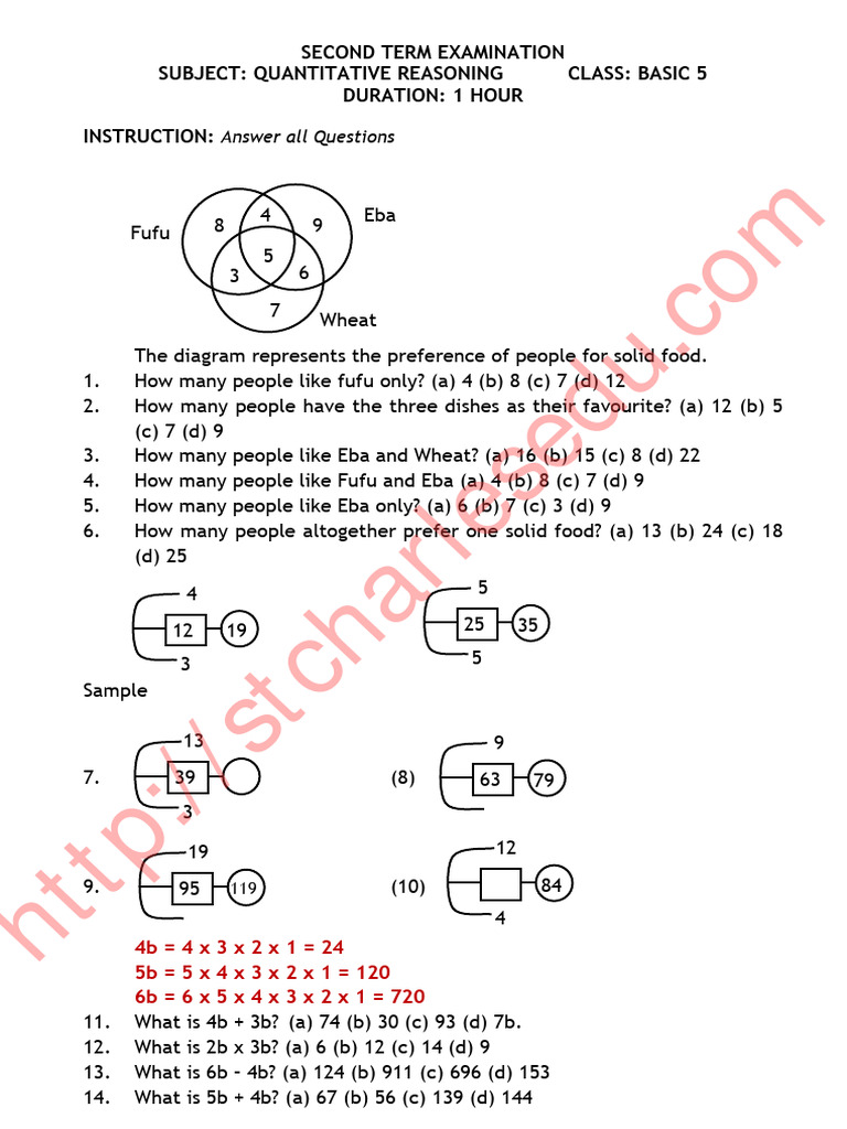 Quantitative Reasoning Questions For Primary 5 | PDF