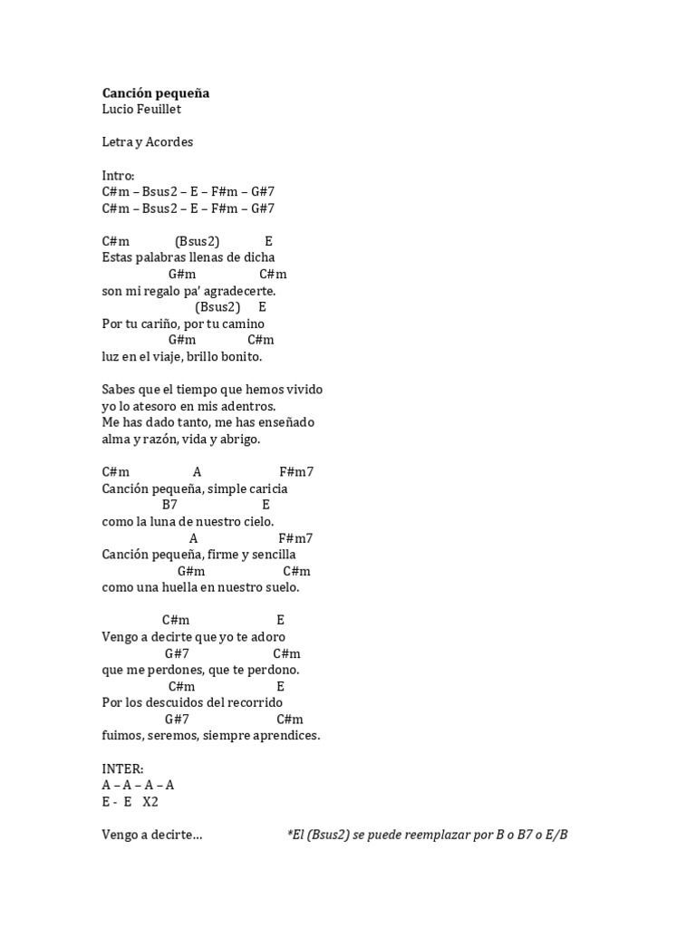 Canción Pequeña Letra y Acordes | PDF