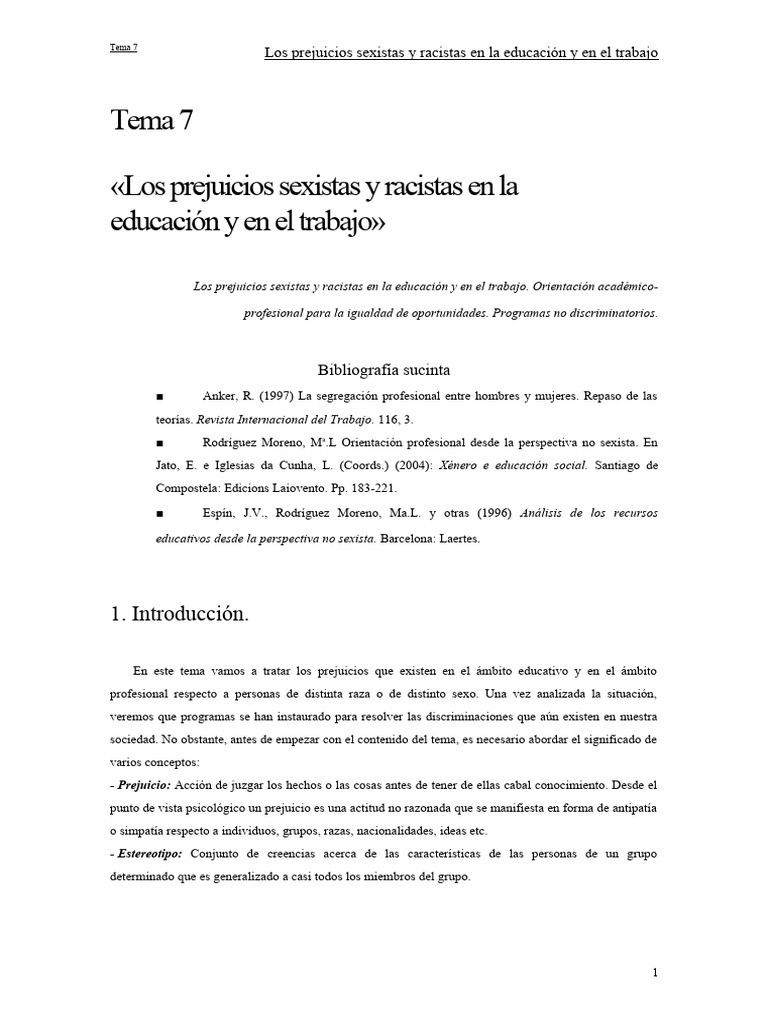 Tema 07 | PDF | Sexismo | Igualdad de género