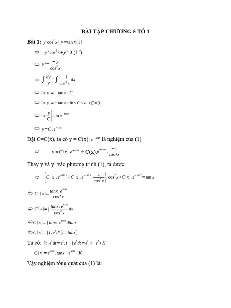 BT Chương 5 T 1 | PDF