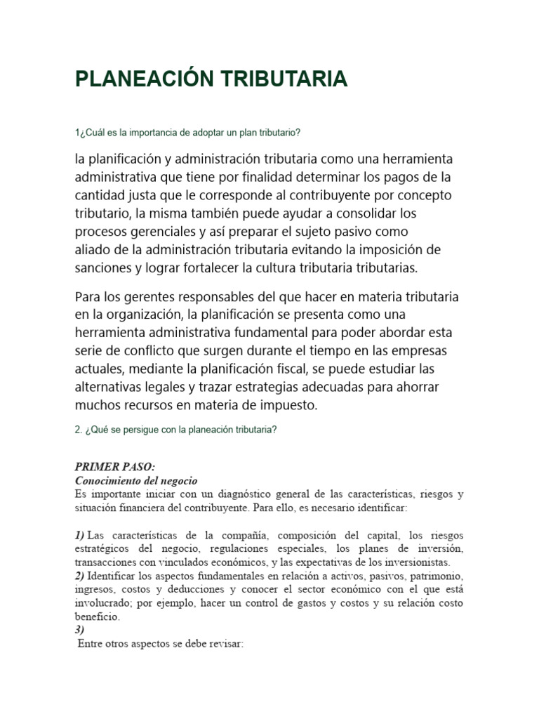 Planeación Tributaria | PDF
