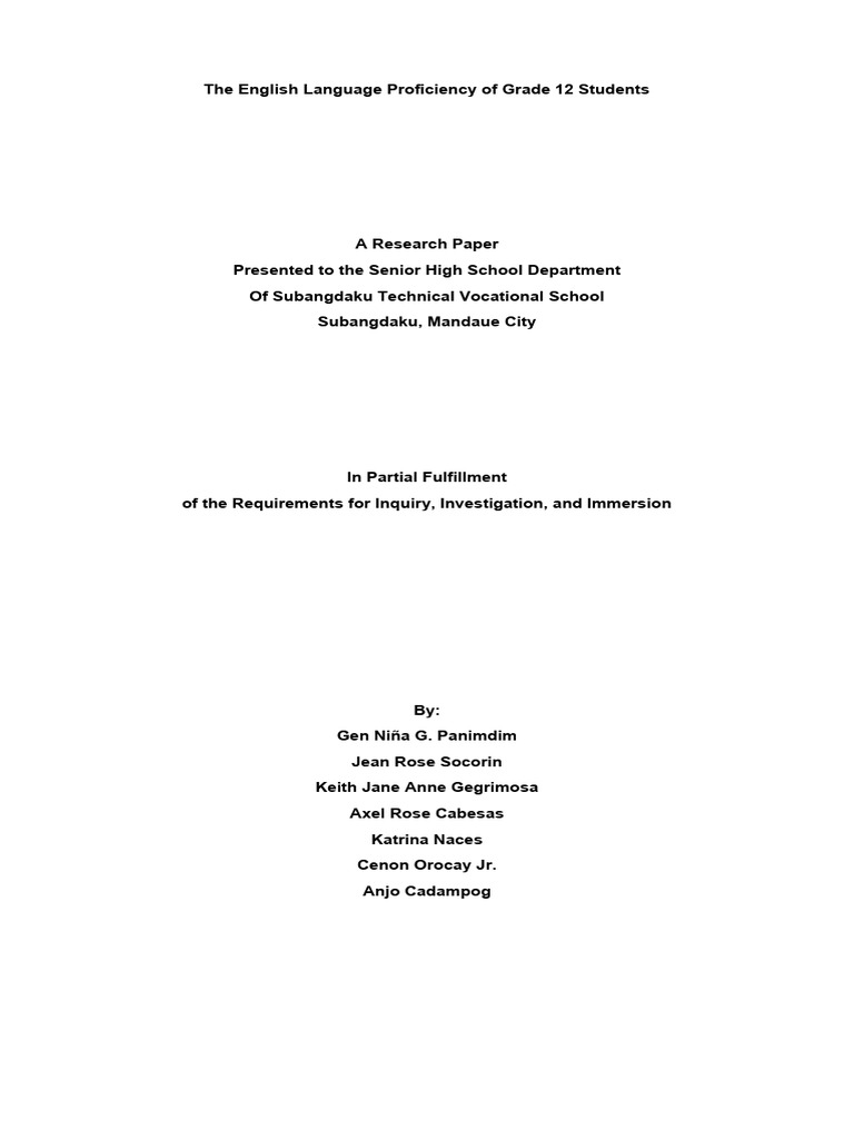 English Proficiency of Grade 12 Students | PDF