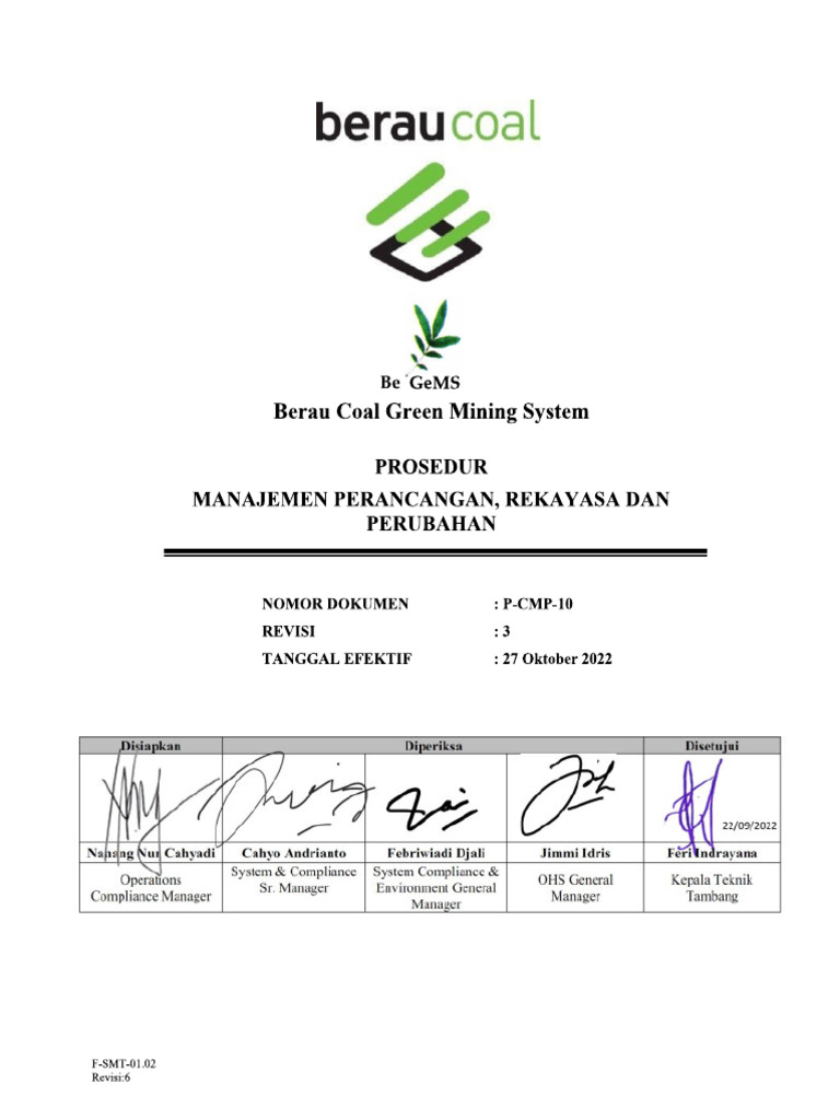 P-CMP-10 - Prosedur Manajemen Perancangan Rekayasa Dan Perubahan | PDF