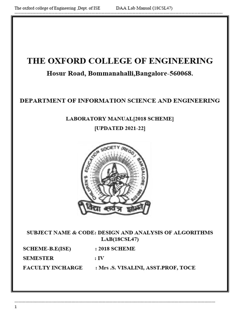 Daa Lab Manual Simplified Version Pdf Computer Programming Graph Theory