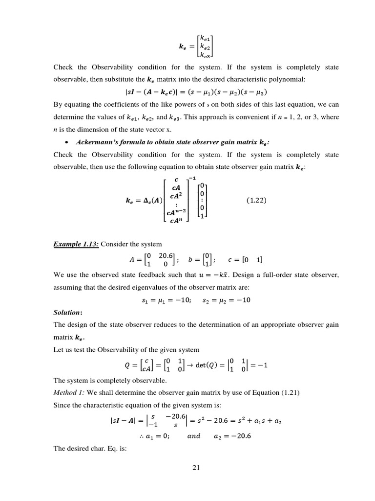 Lecture 6 (21-24) | PDF | Control Theory | Matrix (Mathematics)