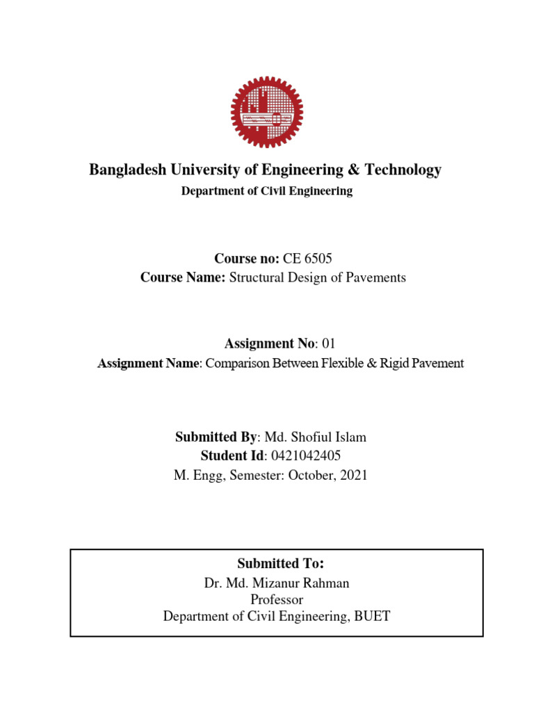 Assignment-01 - 0421042405 - Md. Shofiul Islam | PDF | Road Surface ...