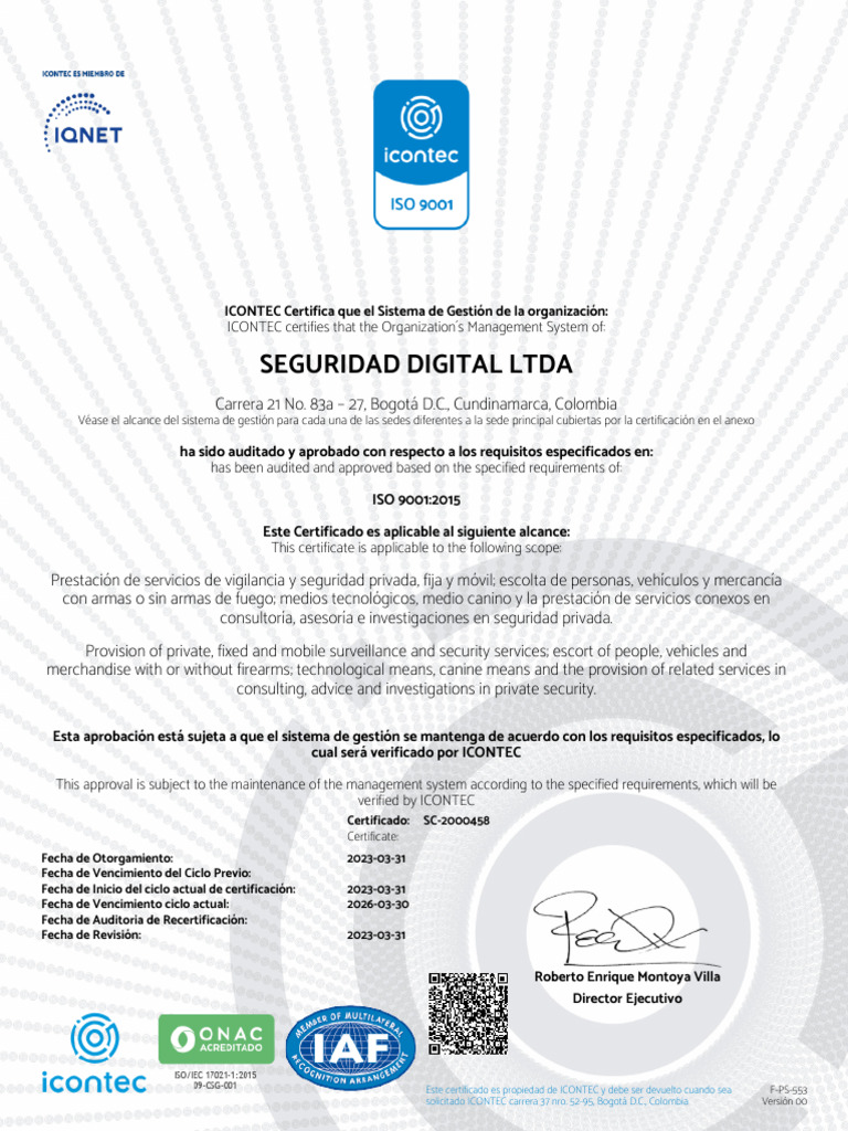 Certificación ISO 9001-2023 | PDF | Valores | Organización ...