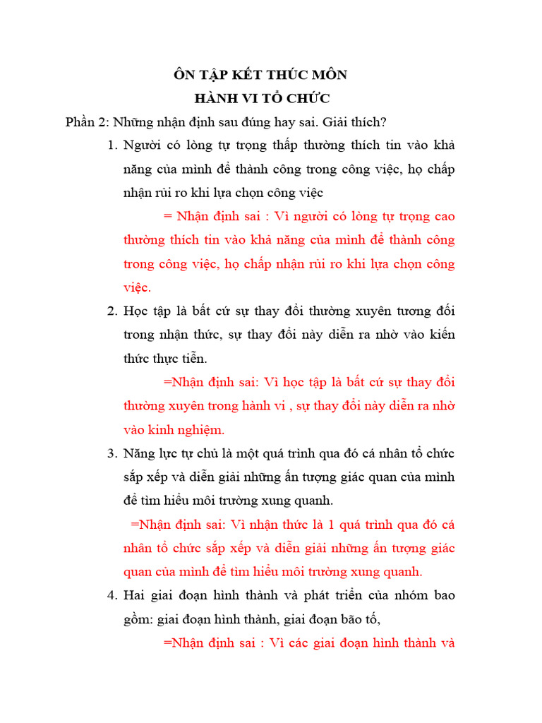 ÔN TẬP NHẬN ĐỊNH HVTC | PDF