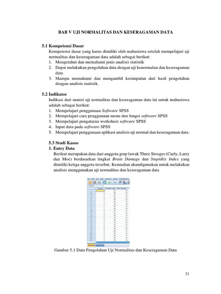 Bab v. Uji Normalitas & Keseragaman Data | PDF