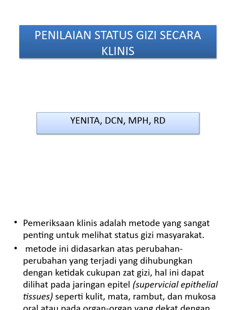10. PENILAIAN STATUS GIZI SECARA KLINIS | PDF