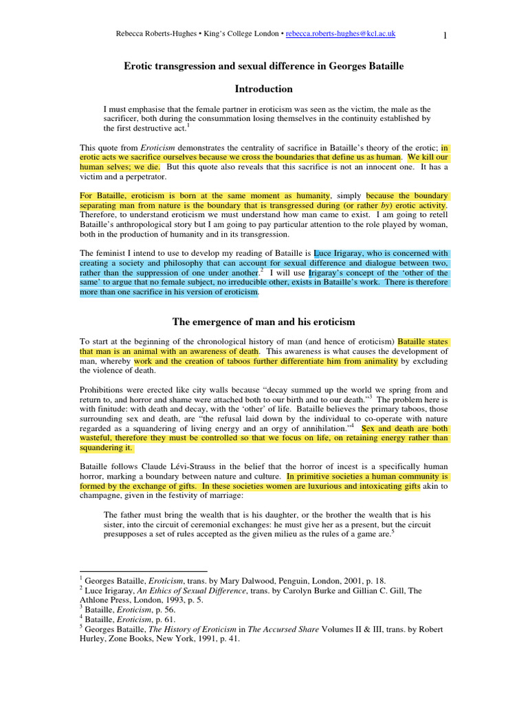 Erotic Transgression and Sexual Differen | PDF