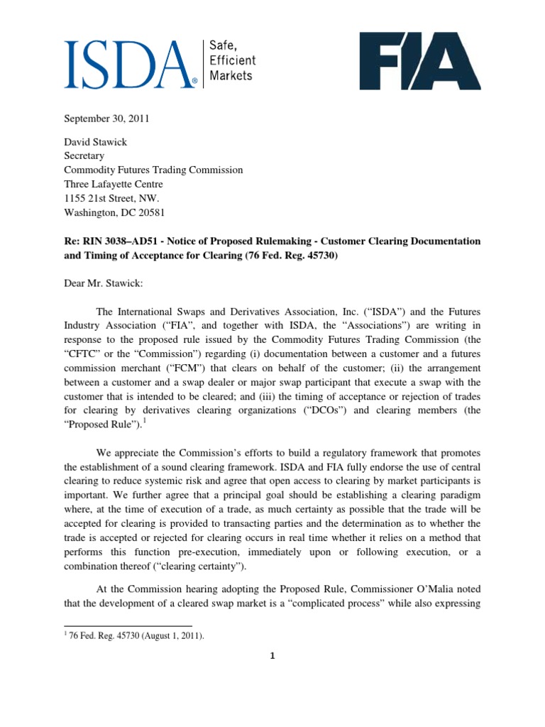 Isda and Fia | PDF | Commodity Futures Trading Commission | Derivative ...